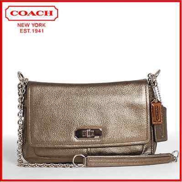 Coach | Bags | Coach Chelsa Silver Metallic Leather Shoulder Bag | Poshmark